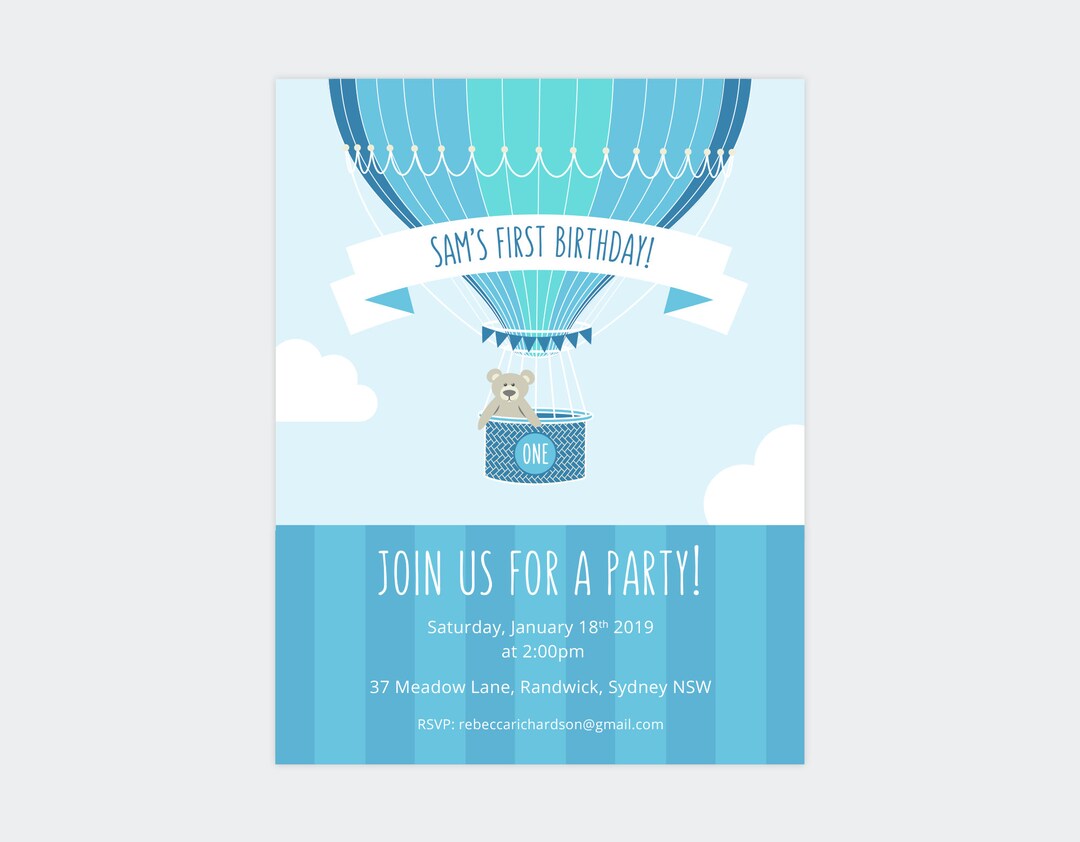 Printable First Birthday Party Invitation, Birthday Party Invite, Baby ...