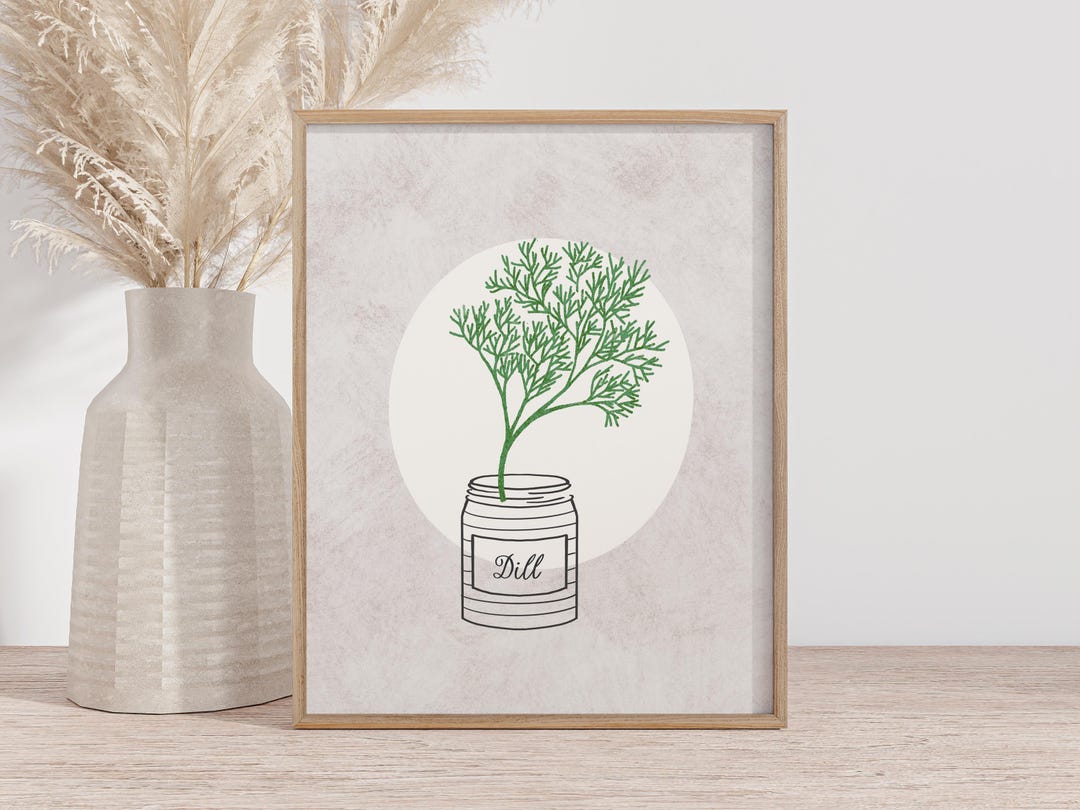 Herb Print, Dill Herb Wall Art Printable With for Kitchens, Kitchen ...