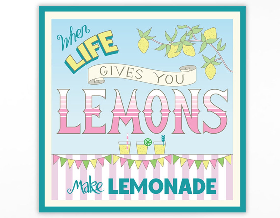 When Life Gives You Lemons Art Print, Kitchen Art Print, Typographical ...