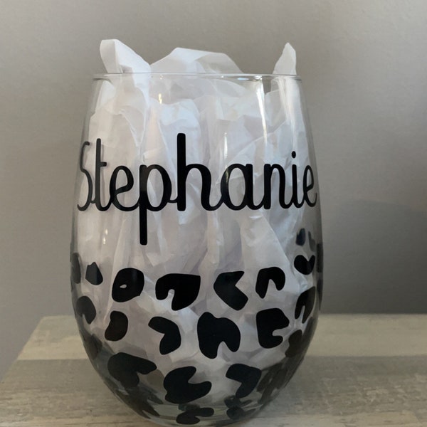 Cheetah Print Wine Glass - Etsy