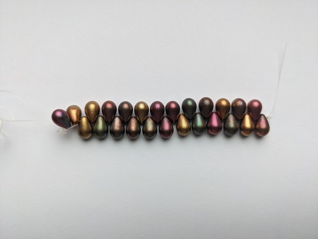 6mmx9mm, Metallic Iris Mix, Tear Drop, Drops Czech Glass Beads - 1 ...