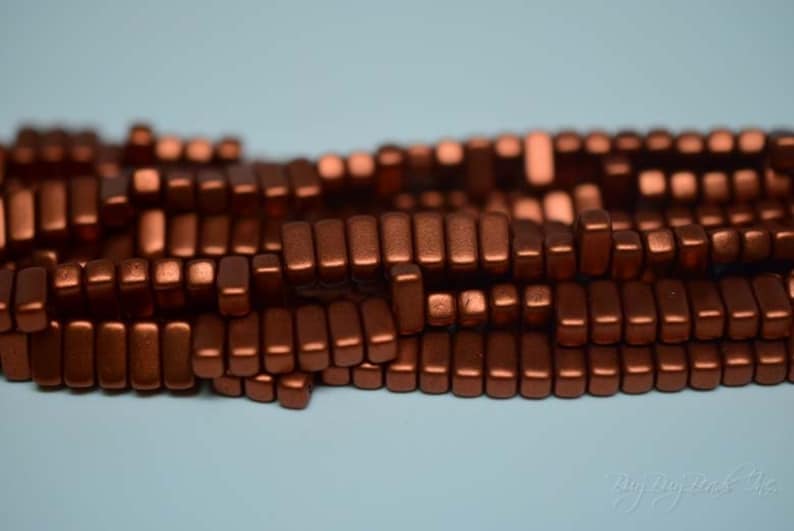 6mmx3mm Brick Beads, Old Copper, Two Hole Czech Glass Beads, 50 Beads ...