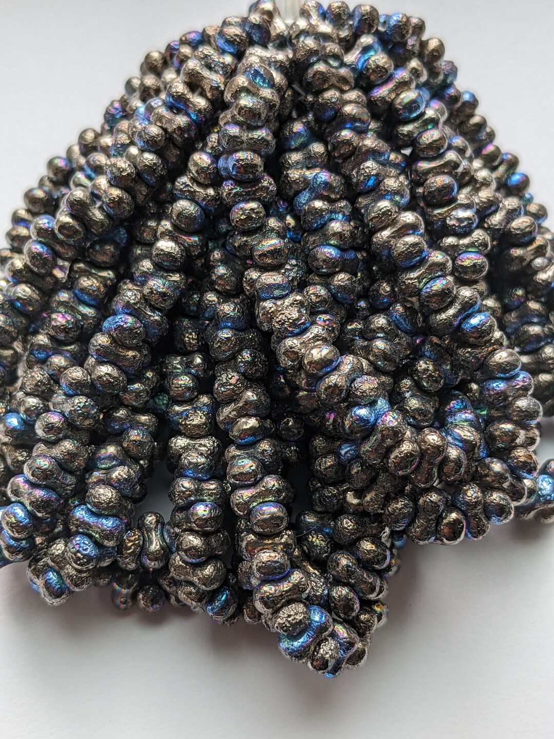3mmx6mm, Chrome Ore AB Etched, Peanut-shaped Beads, Farfalles Czech ...