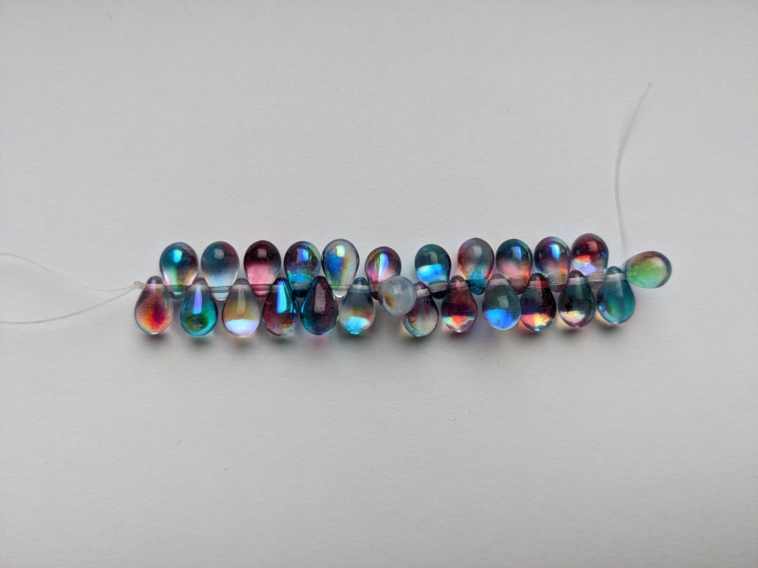 6mmx9mm, Rainbow Celestial, Tear Drop, Drops Czech Glass Beads - 1 ...