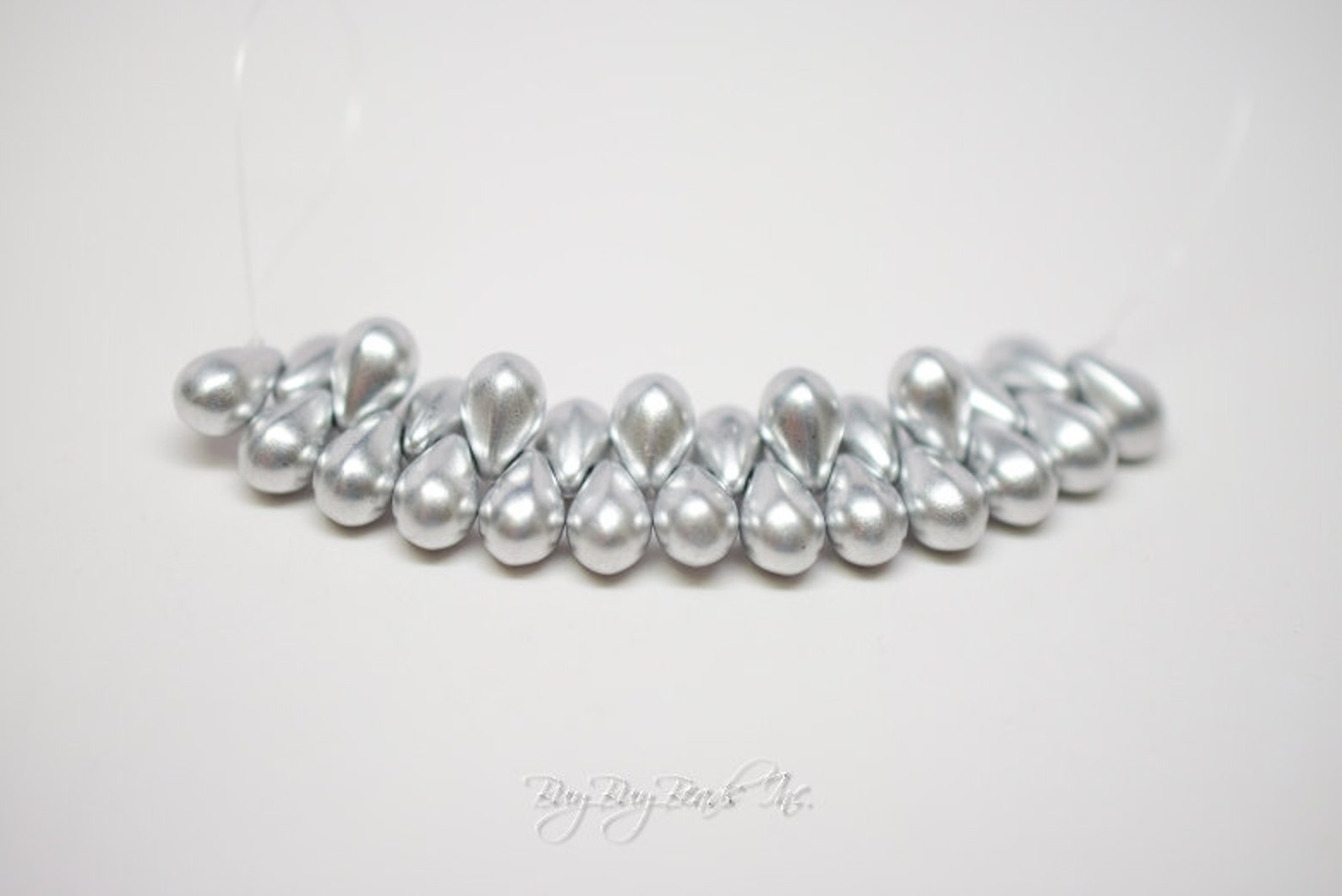 6mmx9mm, Silky Silver, Tear Drop, Drops Czech Glass Beads - 1 Strand ...
