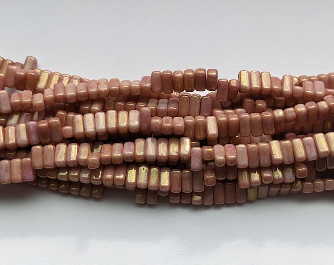 6mmx3mm Brick Beads, Silky Gold, Two Hole Czech Glass Beads, 50 Beads ...