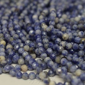 4MM, Blue Spot, Round Faceted, Natural Stone Beads, 1 Strand (approx 90 ...