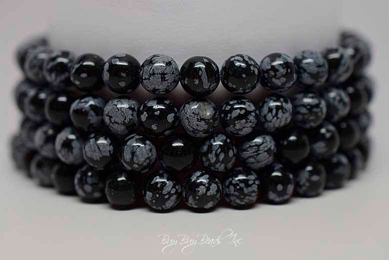 8MM, Snowflake Obsidian, Round Beads, Natural Stone Beads, 1 Strand ...