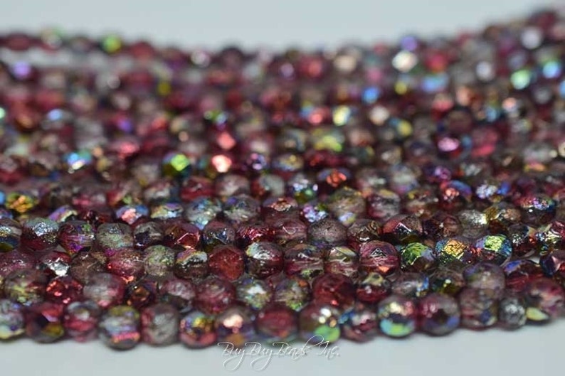 6MM Magic Ruby Etched Round Faceted Fire Polished Czech | Etsy