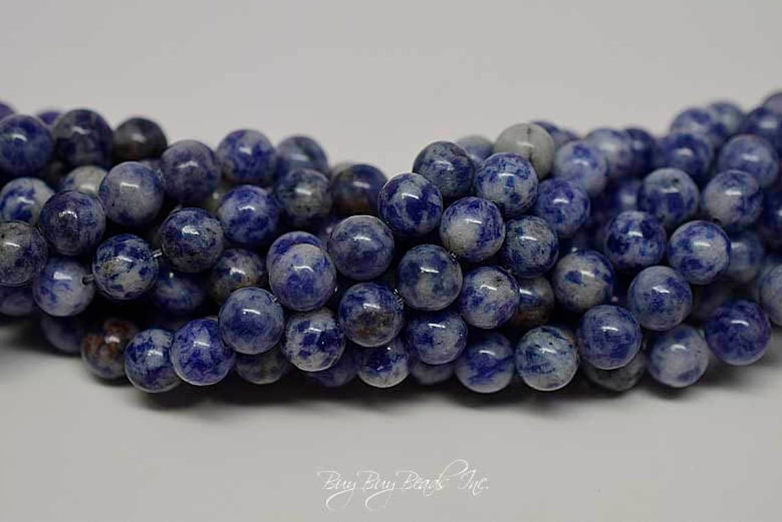 8MM, Blue Spot Jasper, Round Beads, Natural Stone Beads, 1 Strand ...