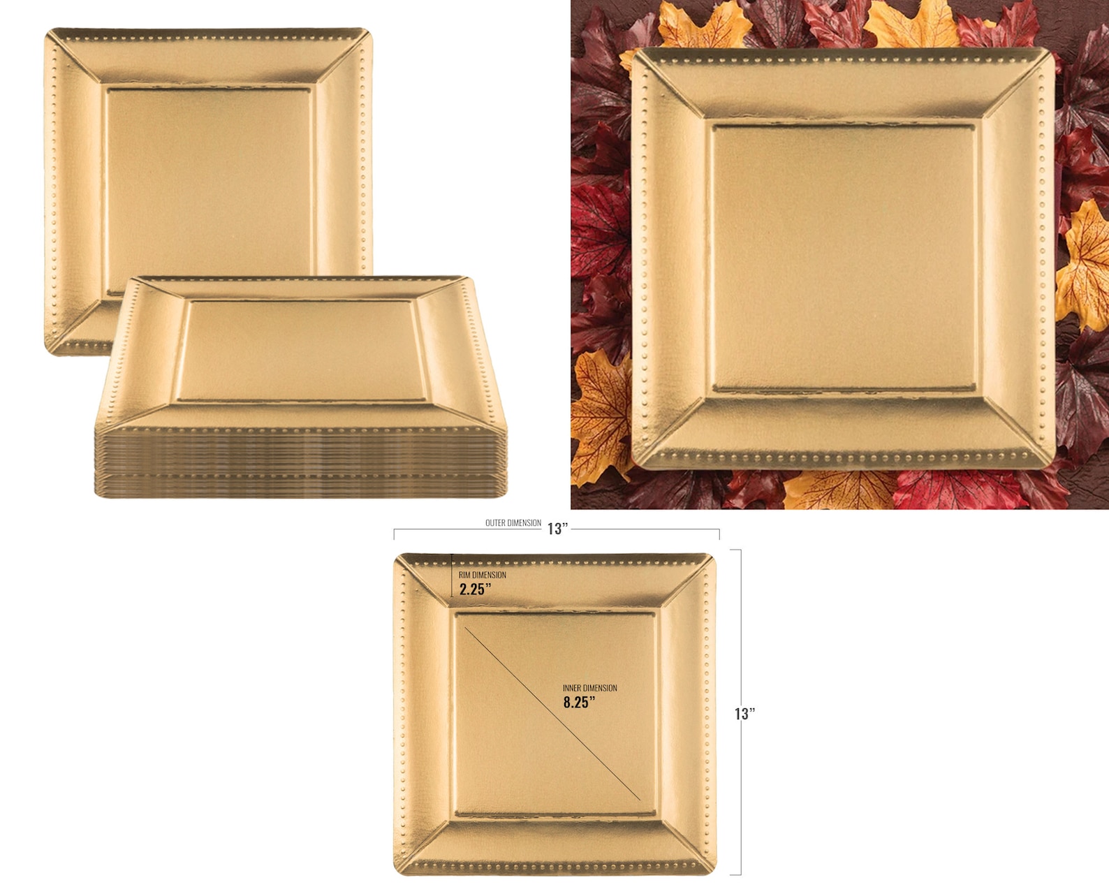 Disposable Square Edge Beaded Paper Charger Plates 13 - Etsy