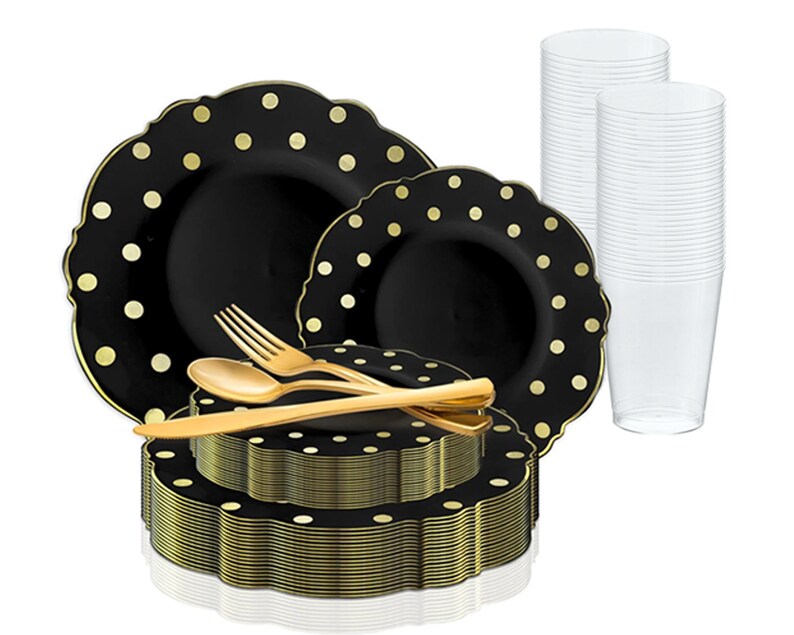 Disposable Plastic Dinnerware Party Package Blossom With Dots - Etsy