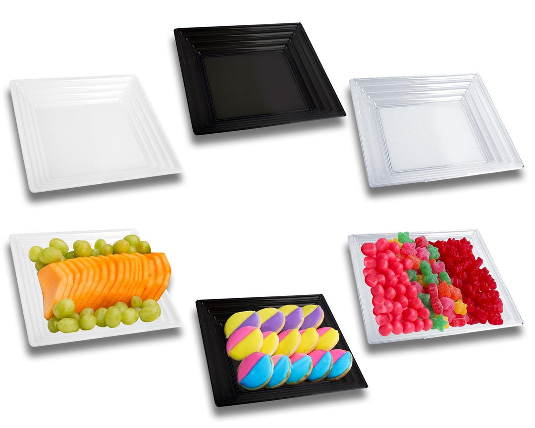 Groove Square Serving Trays, Disposable, Reusable Servingware, Fancy Colors Black, Clear, White ...
