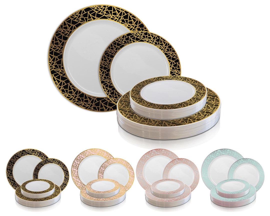 Modern Dinner Plates or Salad Plates, Shiny Vibrant Colors Mosaic ...