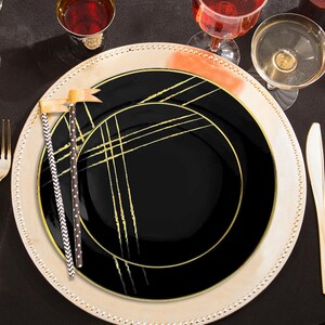 Shiny Gold Brushstroke Dinner Plates or Salad Plates, Vibrant Colors ...