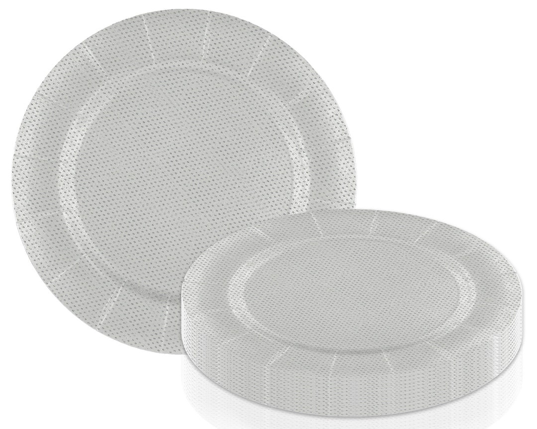 Elegant Glitz White Round Disposable Paper Charger Plates, Elegant ...