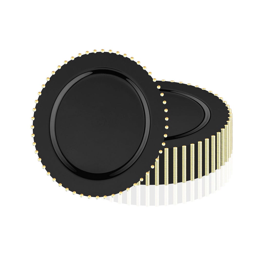 Pearl String Round Disposable Plastic Plates – Elegant Heavy Duty Party ...
