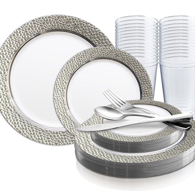 Silver Party Plates - Etsy
