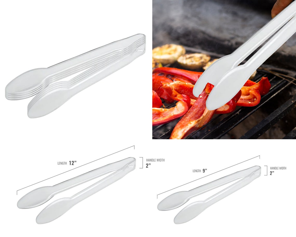 Classic Clear Disposable Plastic Serving Tongs 12 Large | Etsy