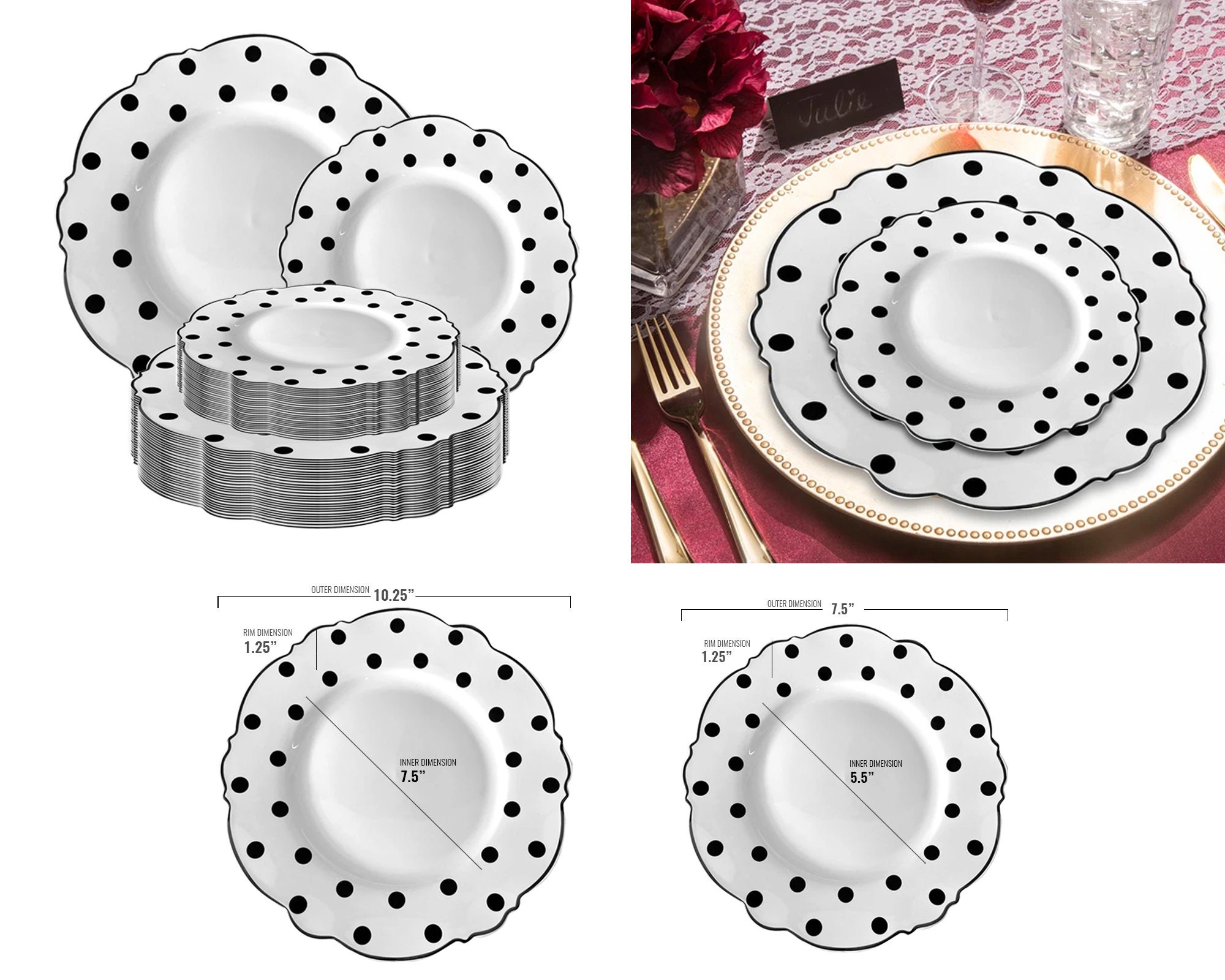 Elegant Disposable Dinner, Buffet, Salad, or Pastry Plates, White With ...