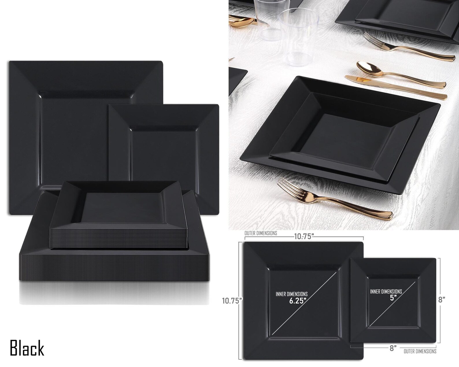 Square Plastic Plates, Wedding Dinnerware, Reusable Party Supplies - Etsy