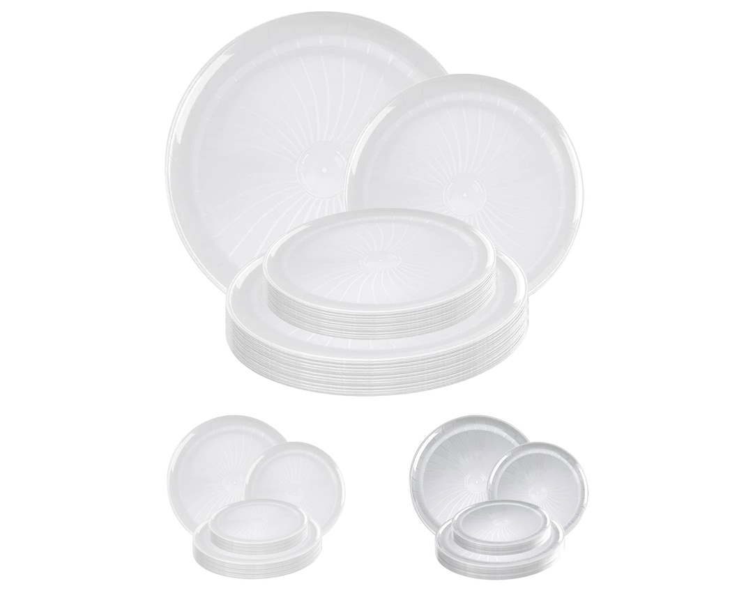 Elegant Clear Pavilion Round Disposable Plastic Serving Trays, Heavy Duty Party Servingware ...