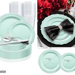 Elegant Vintage Round Disposable Plastic Dinnerware Party Package ...