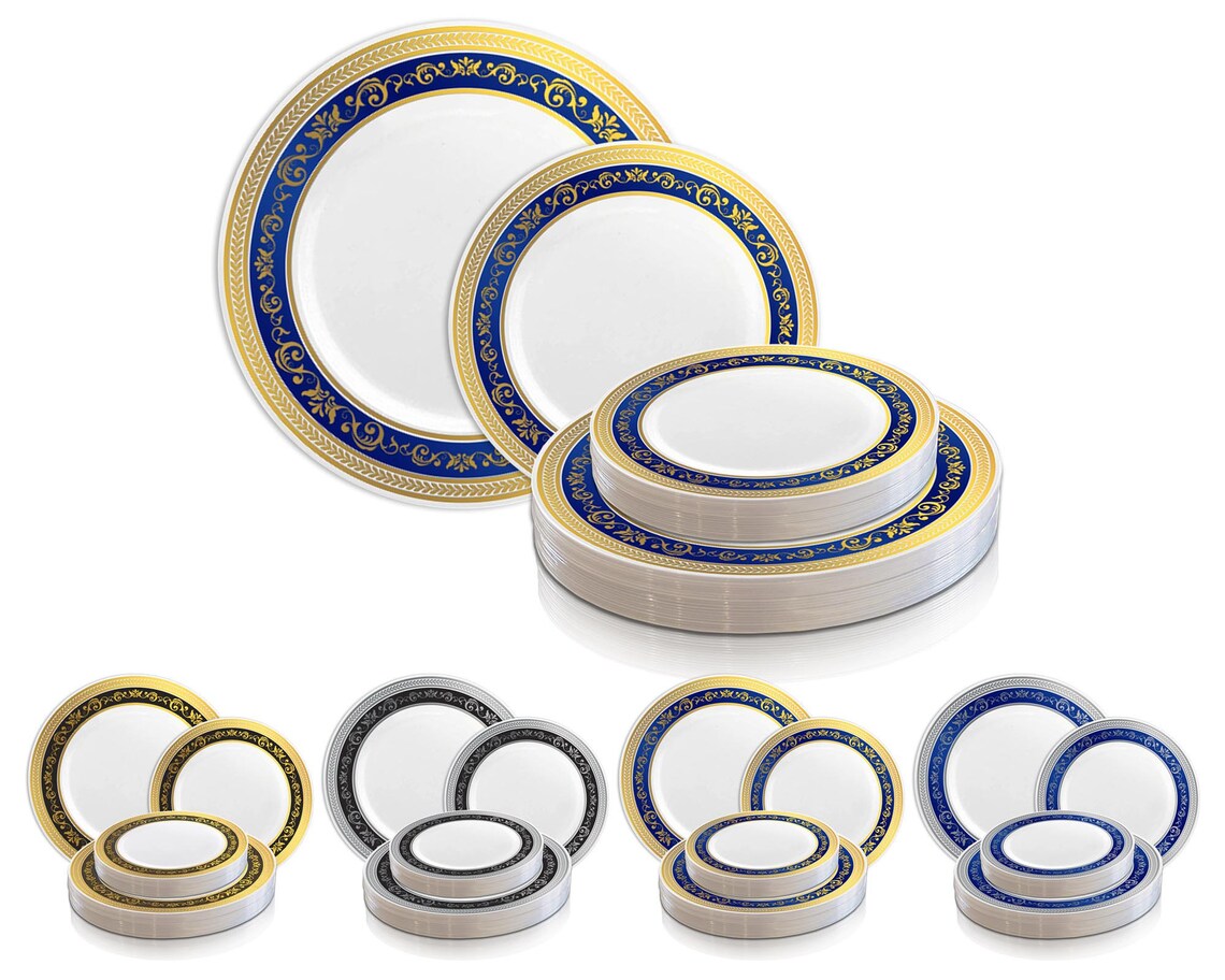 Royal Plastic Dinner Plates, Elegant Wedding Party Supplies - Etsy
