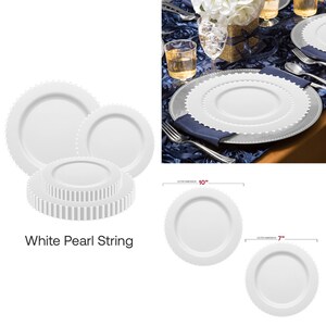 Pearl String Round Disposable Plastic Plates – Elegant Heavy Duty Party ...