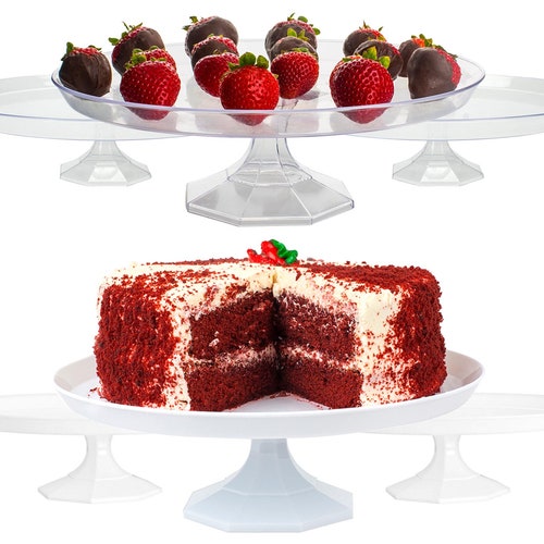 Round Cake Stands Clear or White Plastic Cake Stands Small - Etsy