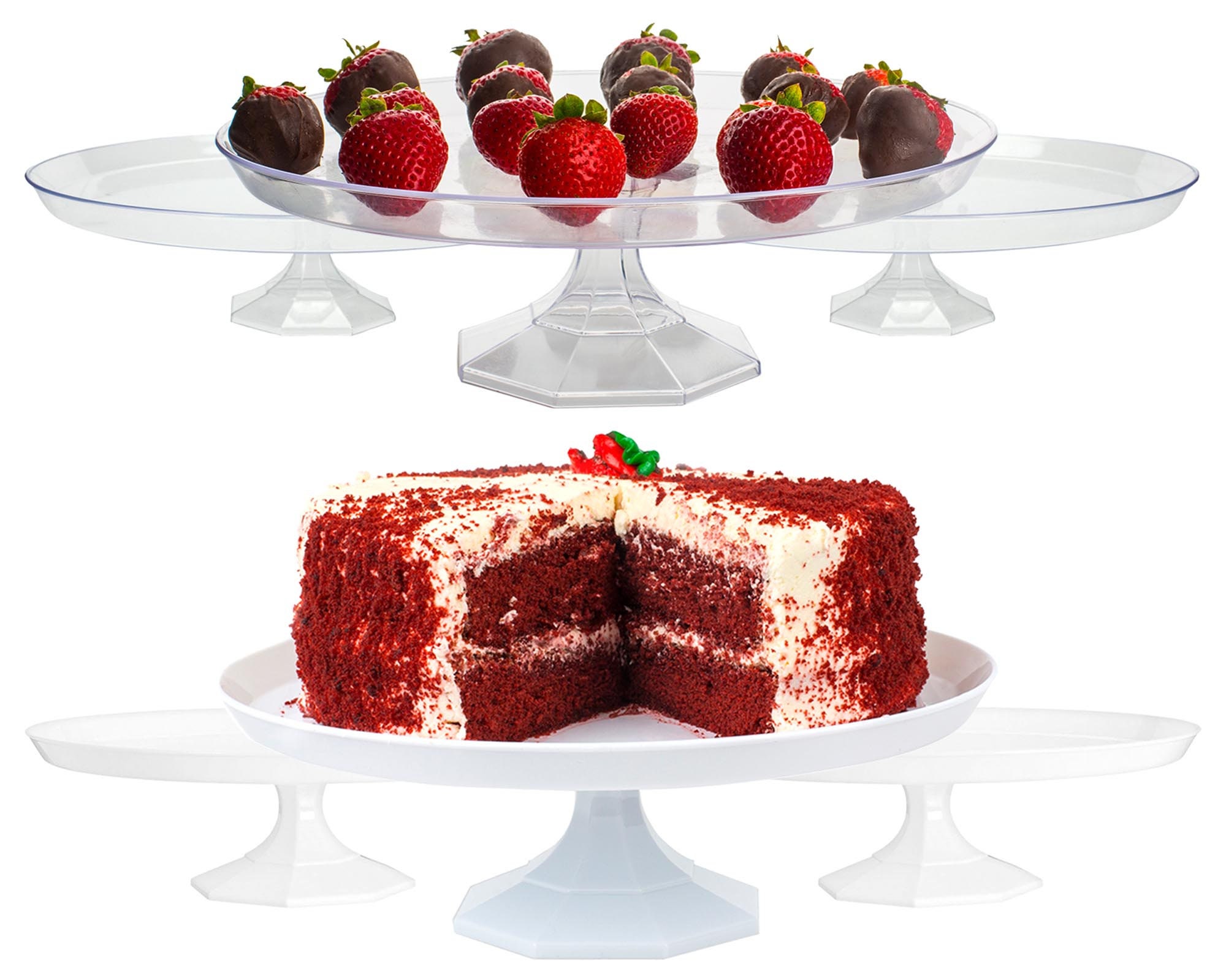 Round Cake Stands, Clear or White Plastic Cake Stands, Small, Medium ...