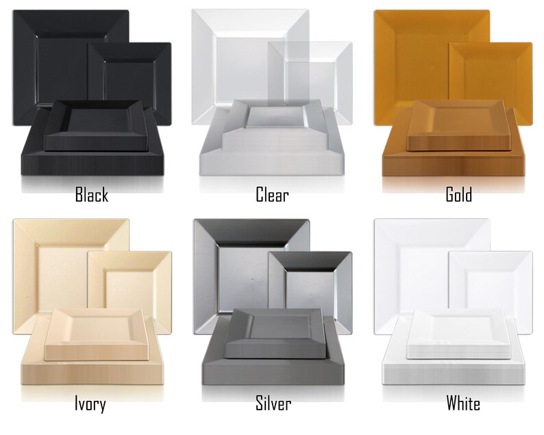Square Plastic Plates, Wedding Dinnerware, Reusable Party Supplies - Etsy
