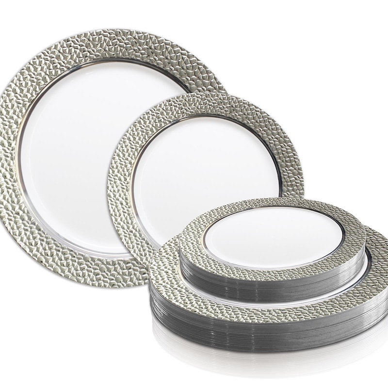 Silver Rim Salad Plates - Etsy