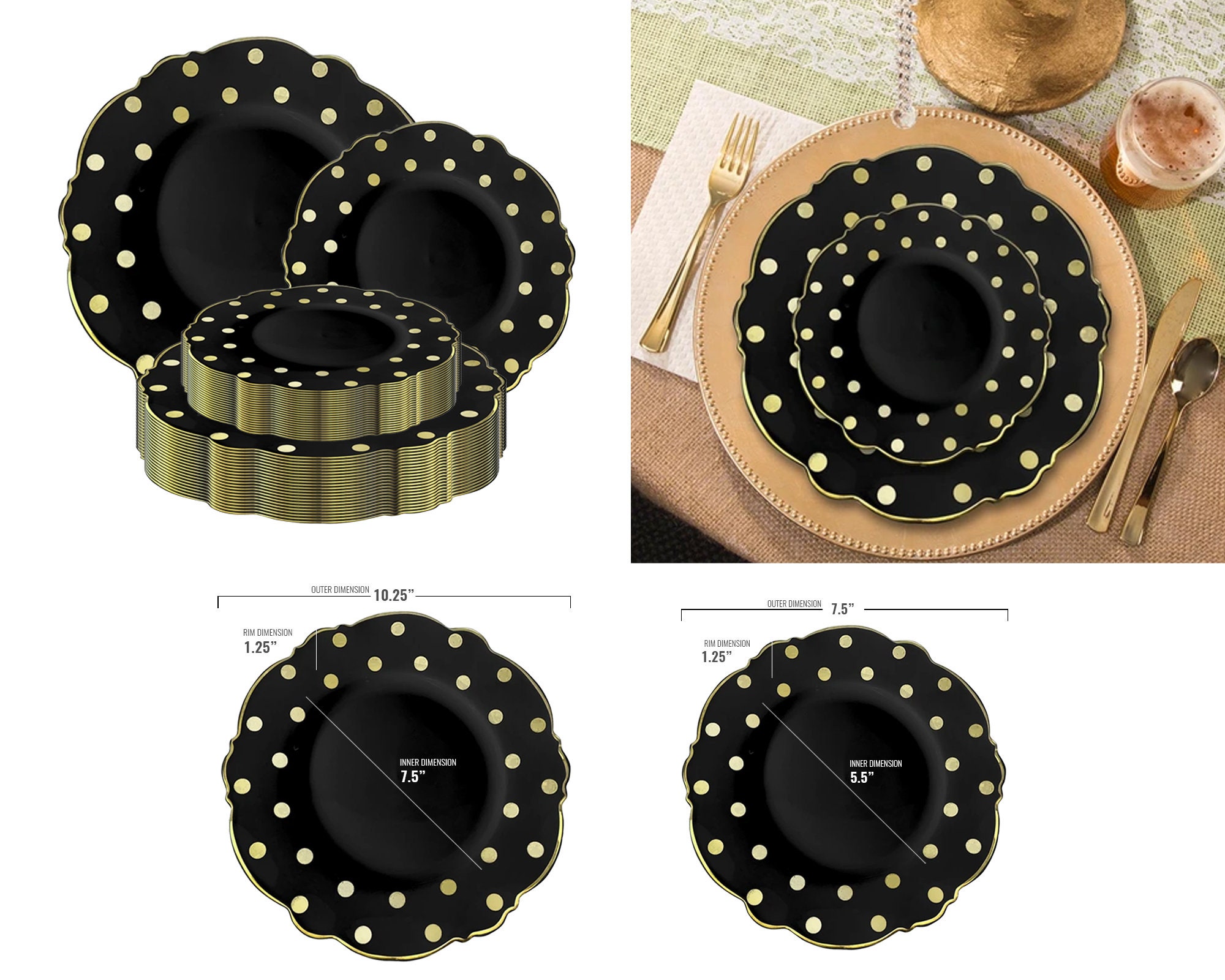 Elegant Disposable Dinner, Buffet, Salad, or Pastry Plates, White With ...