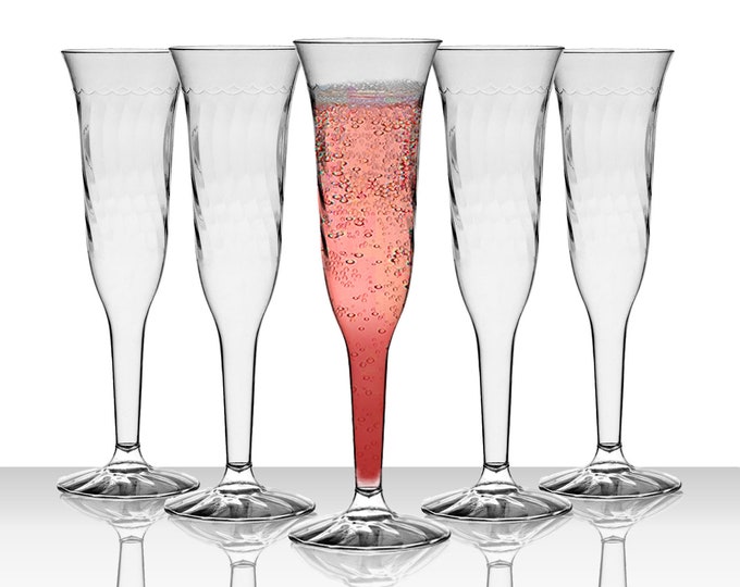 Elegant Crystal Cut Plastic Wine Goblets, Crystal Clear, 11 Oz Fancy ...