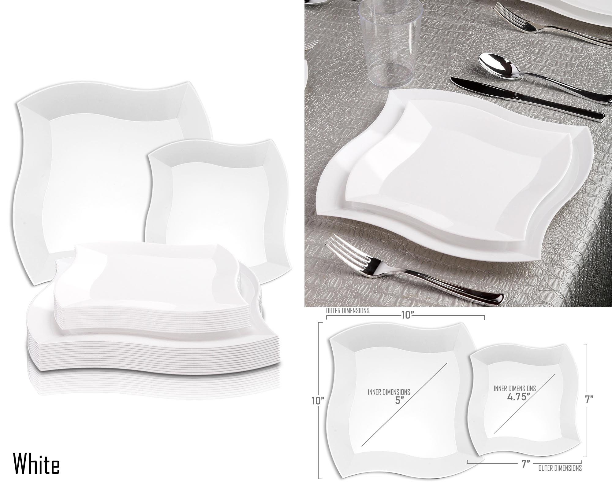 Square Wave Dinner Plates or Salad Plates, Disposable Plastic Plates ...