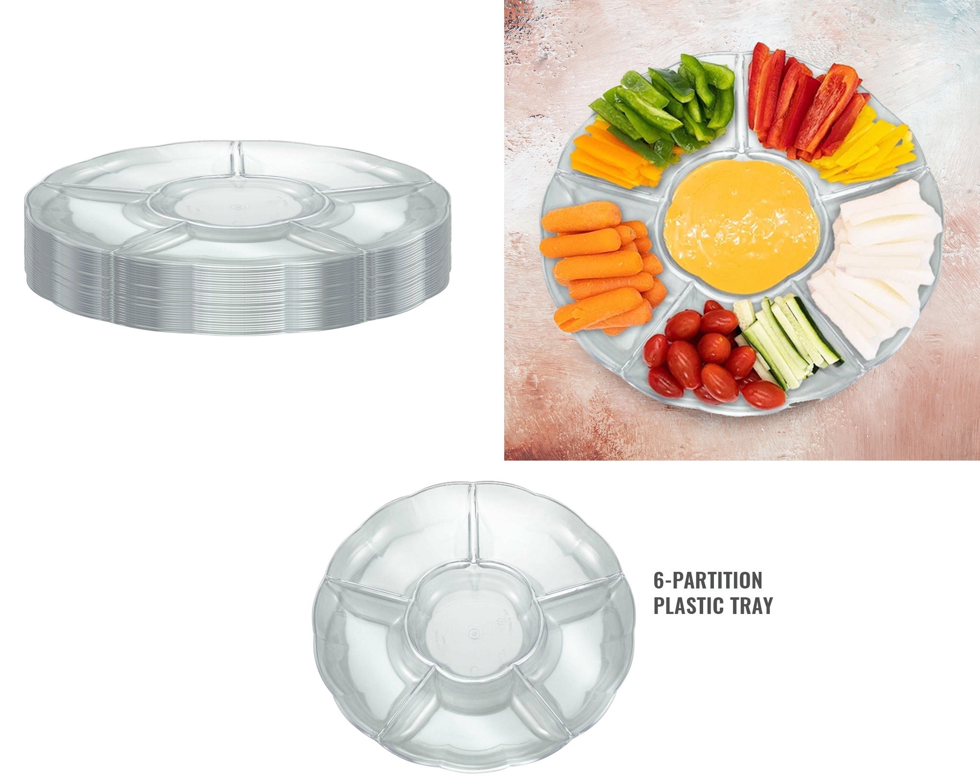 Fancy Clear Big Round Disposable Plastic Serving Trays | Etsy