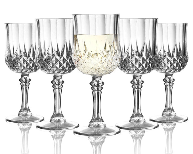 Elegant Crystal Cut Plastic Wine Goblets Crystal Clear 11 Oz - Etsy