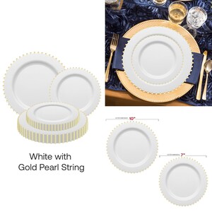 Pearl String Round Disposable Plastic Plates – Elegant Heavy Duty Party ...