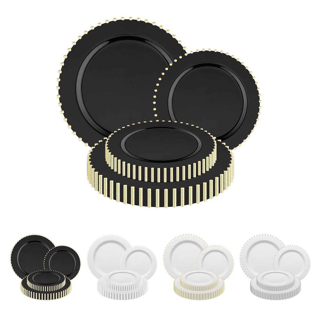 Pearl String Round Disposable Plastic Plates – Elegant Heavy Duty Party ...