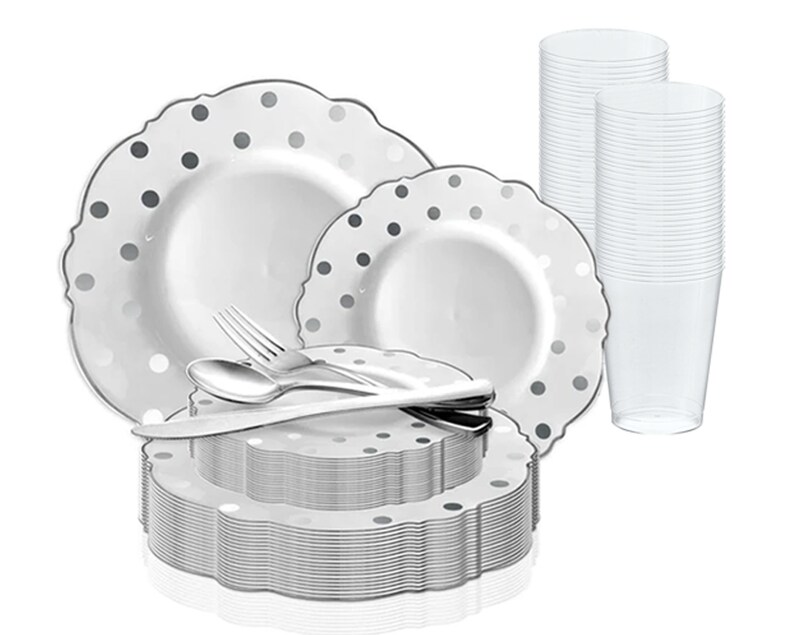 Disposable Plastic Dinnerware Party Package Blossom With Dots - Etsy