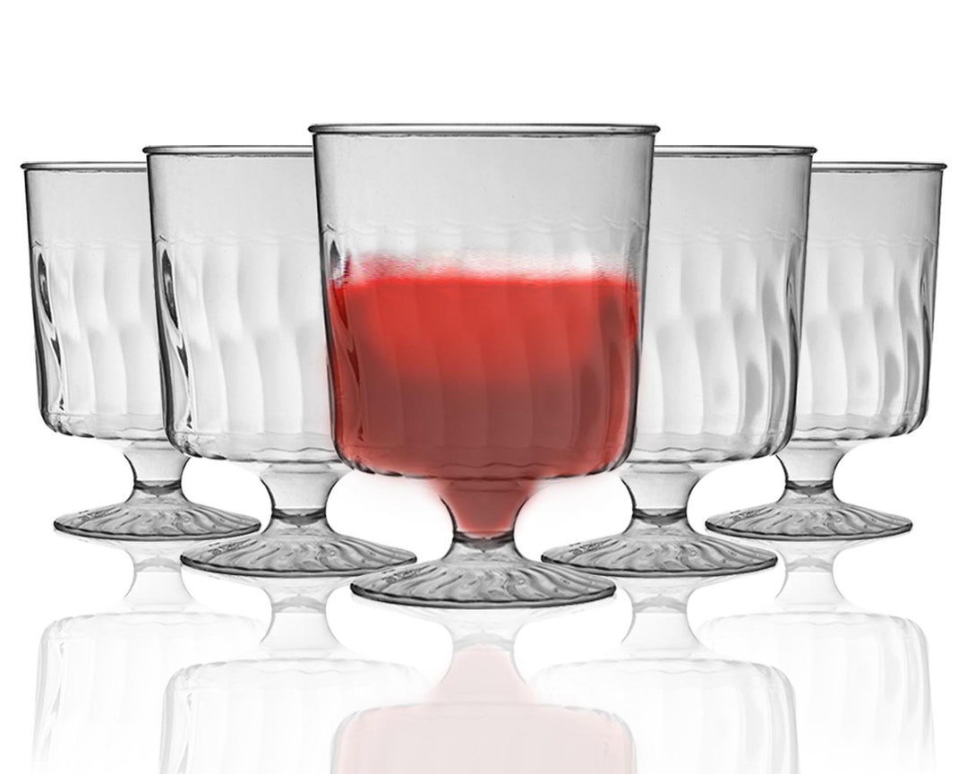 Elegant Plastic Wine Glasses, Disposable Wine Glasses, Clear Fancy Wine ...