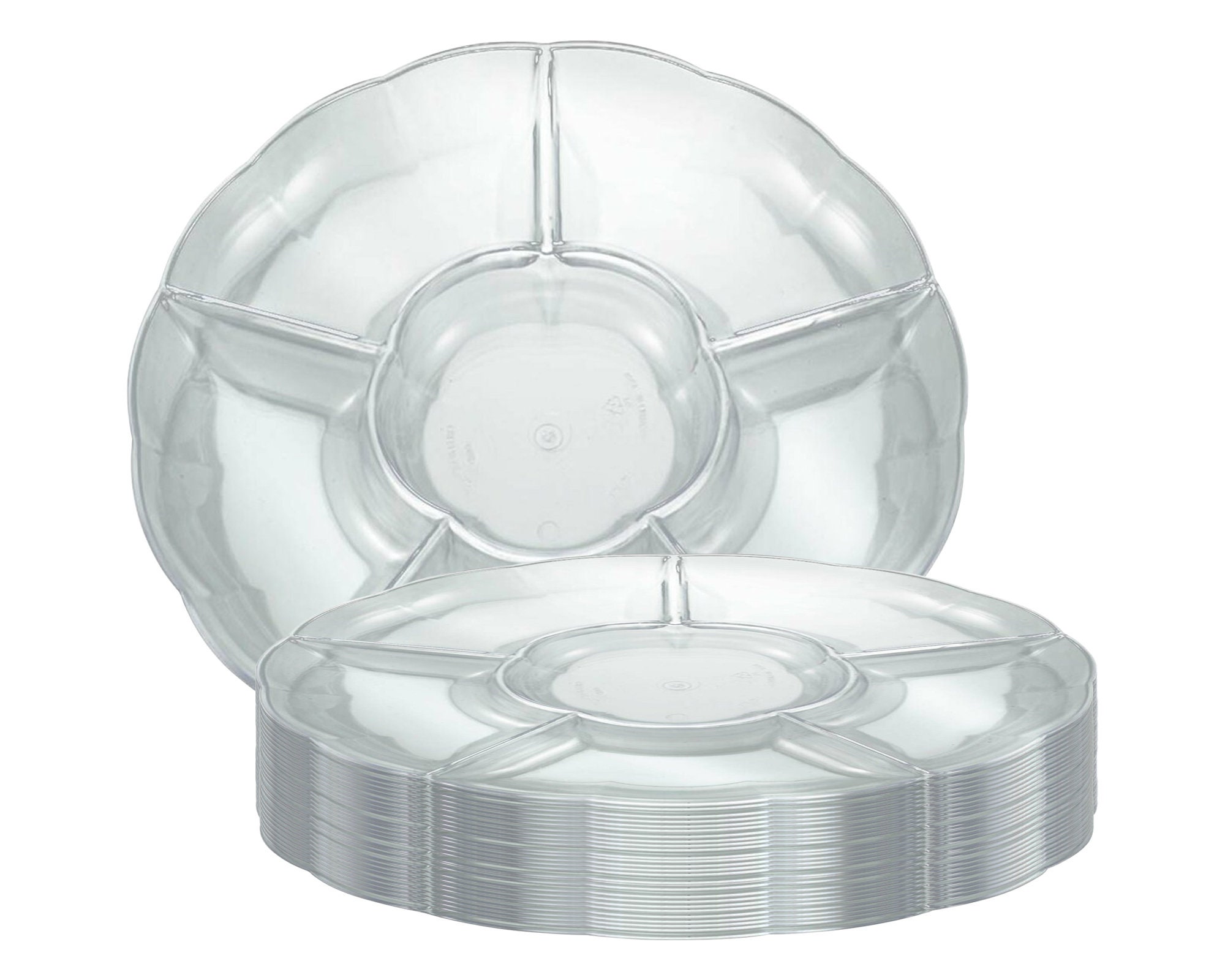 Fancy Clear Big Round Disposable Plastic Serving Trays, Crystal Clear ...