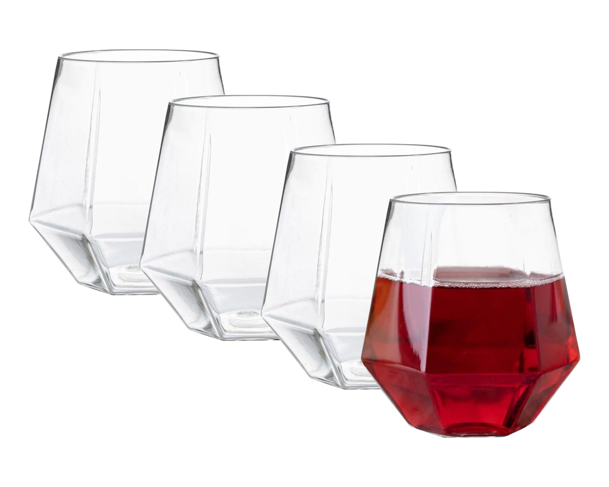 12oz Clear Hexagonal Stemless Wine Goblets Elegant Plastic - Etsy