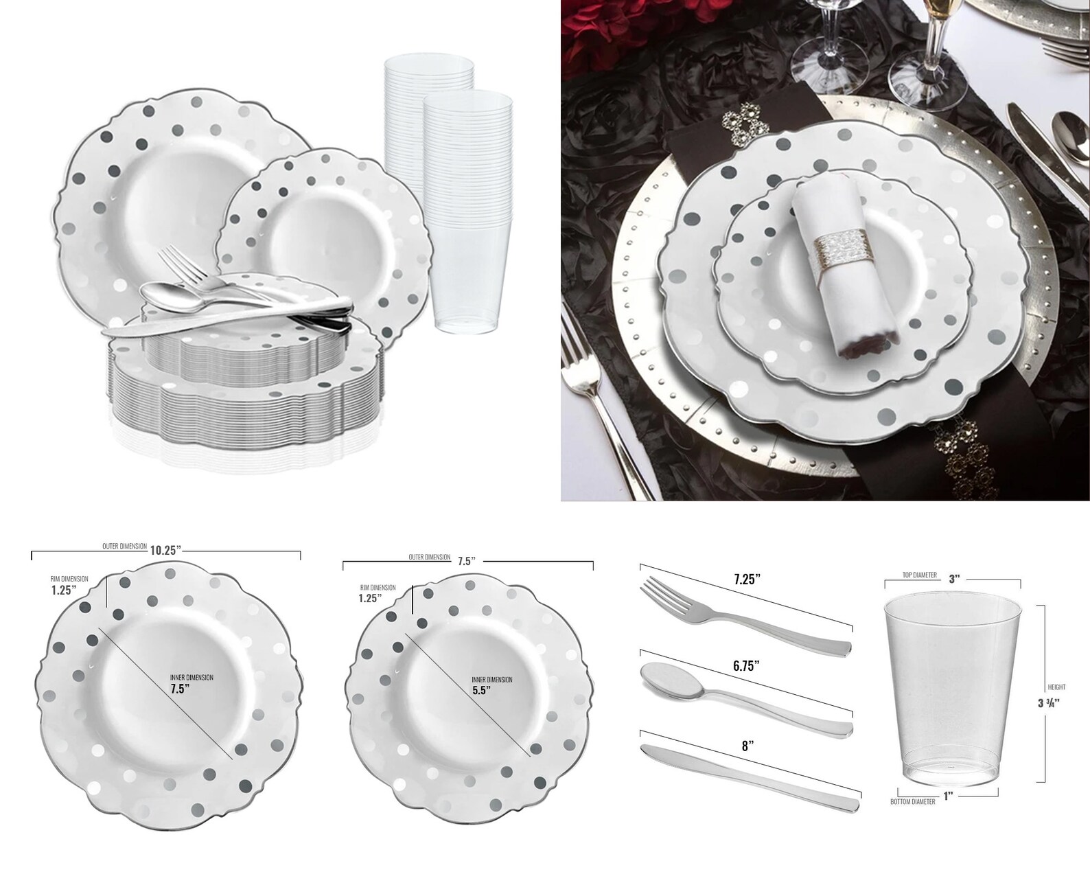 Disposable Plastic Dinnerware Party Package Blossom With Dots - Etsy