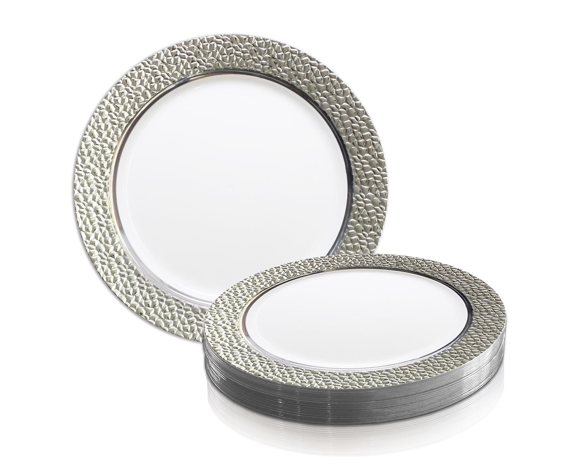 Elegant Hammered Dinner Plates or Salad Plates Silver Rim - Etsy