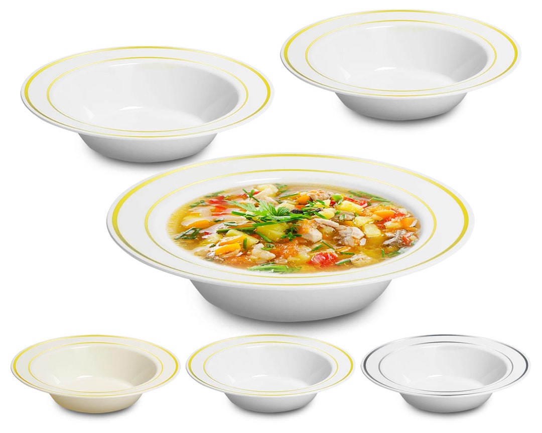 Metallic Rim Disposable Bowls, 12oz, Wedding & Party Supplies - Etsy