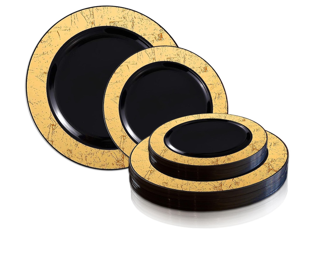Shiny Gold Marble Dinner Plates or Salad Plates, Vibrant Colors Design ...