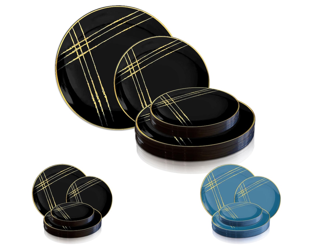 Gold Brushstroke Plastic Plates, Party Dinnerware - Etsy