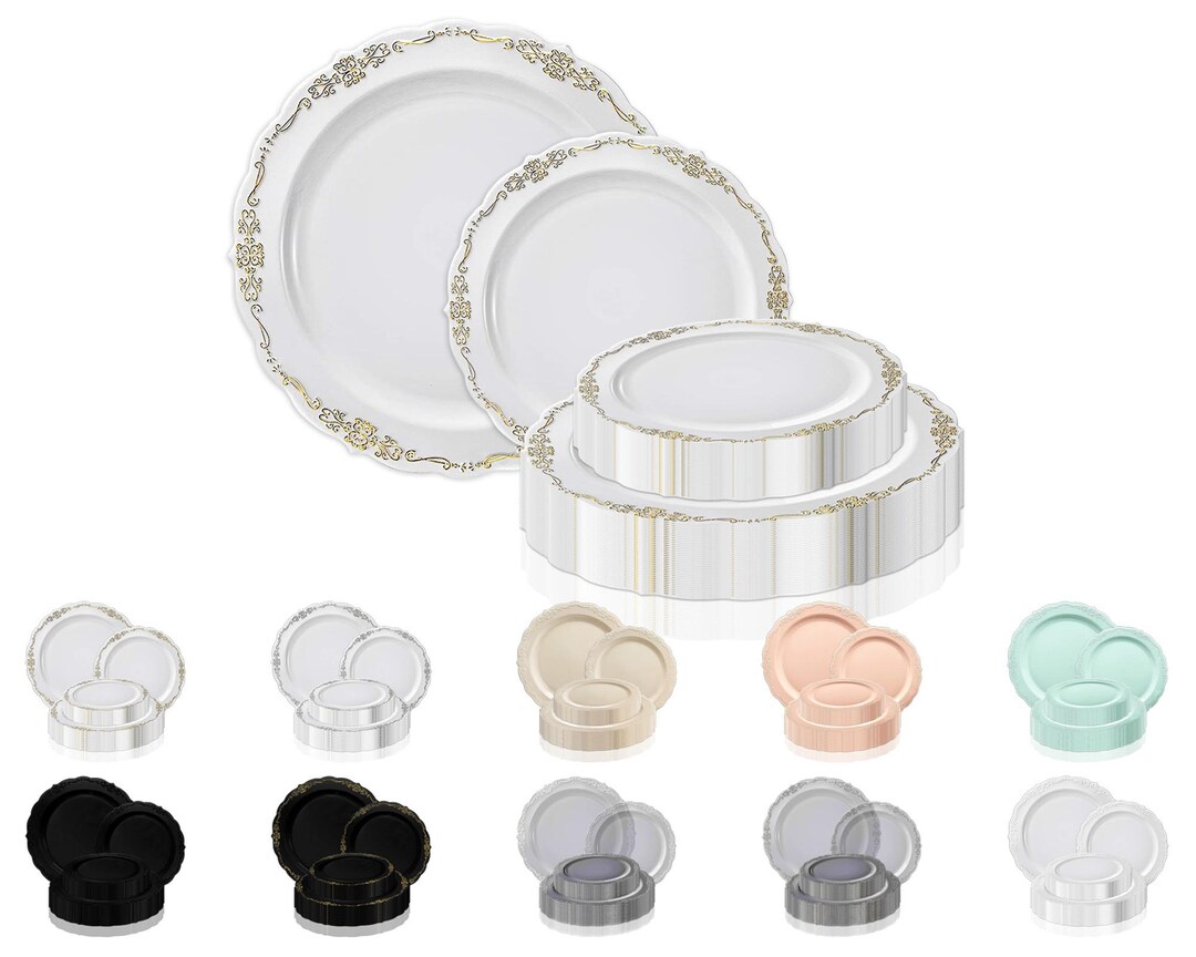 Elegant Vintage Dinner Plates or Salad Plates, Vibrant Colors Design ...